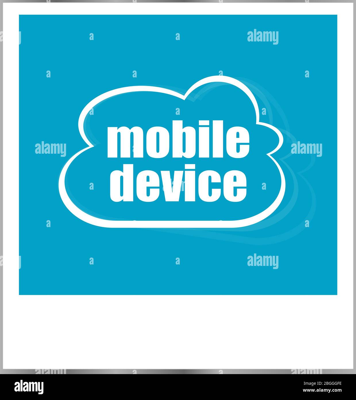 mobile device word business concept, photo frame isolated on white ...