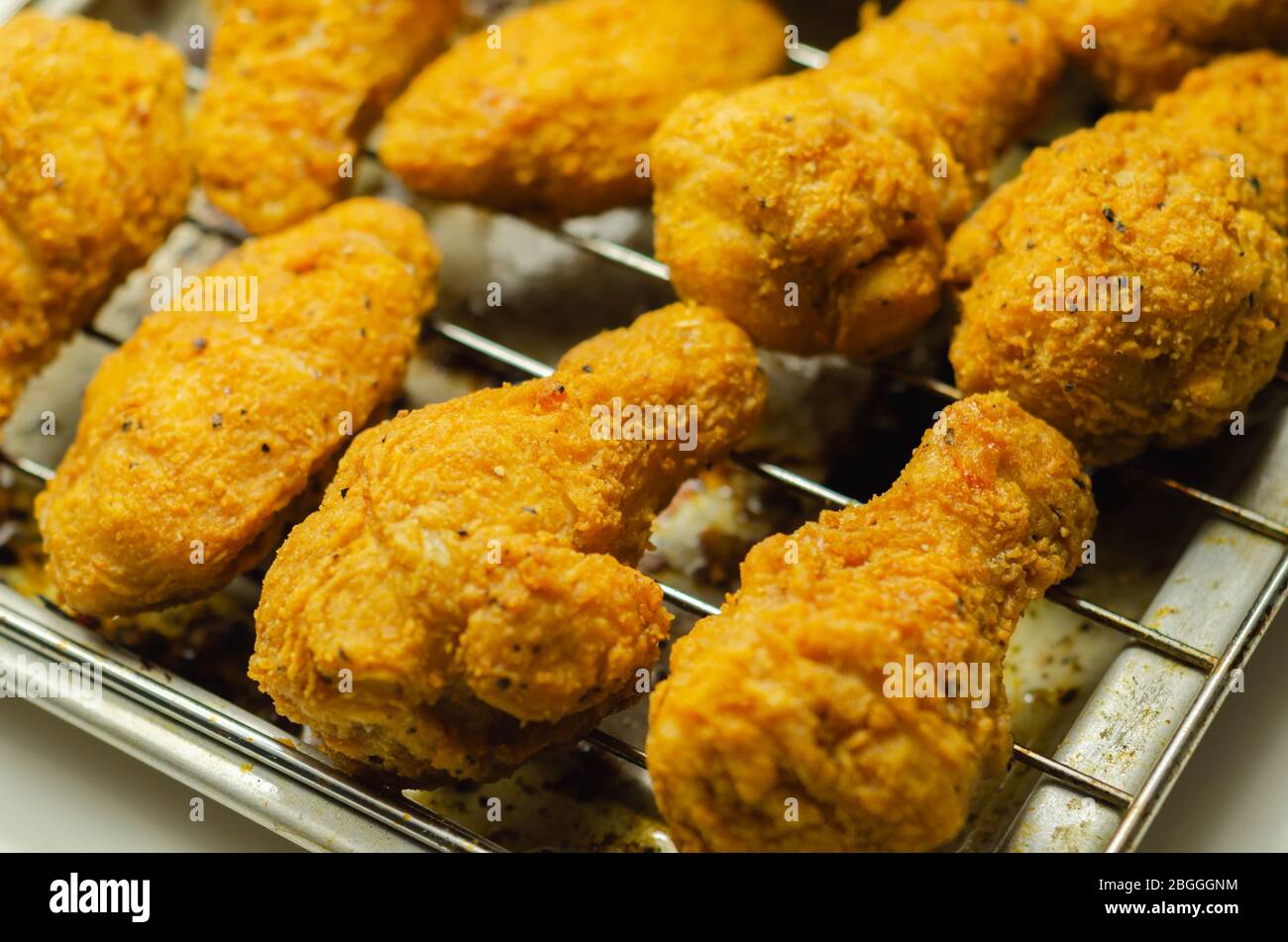 Southern crispy battered fried chicken wings, deep-fried chicken wings ...