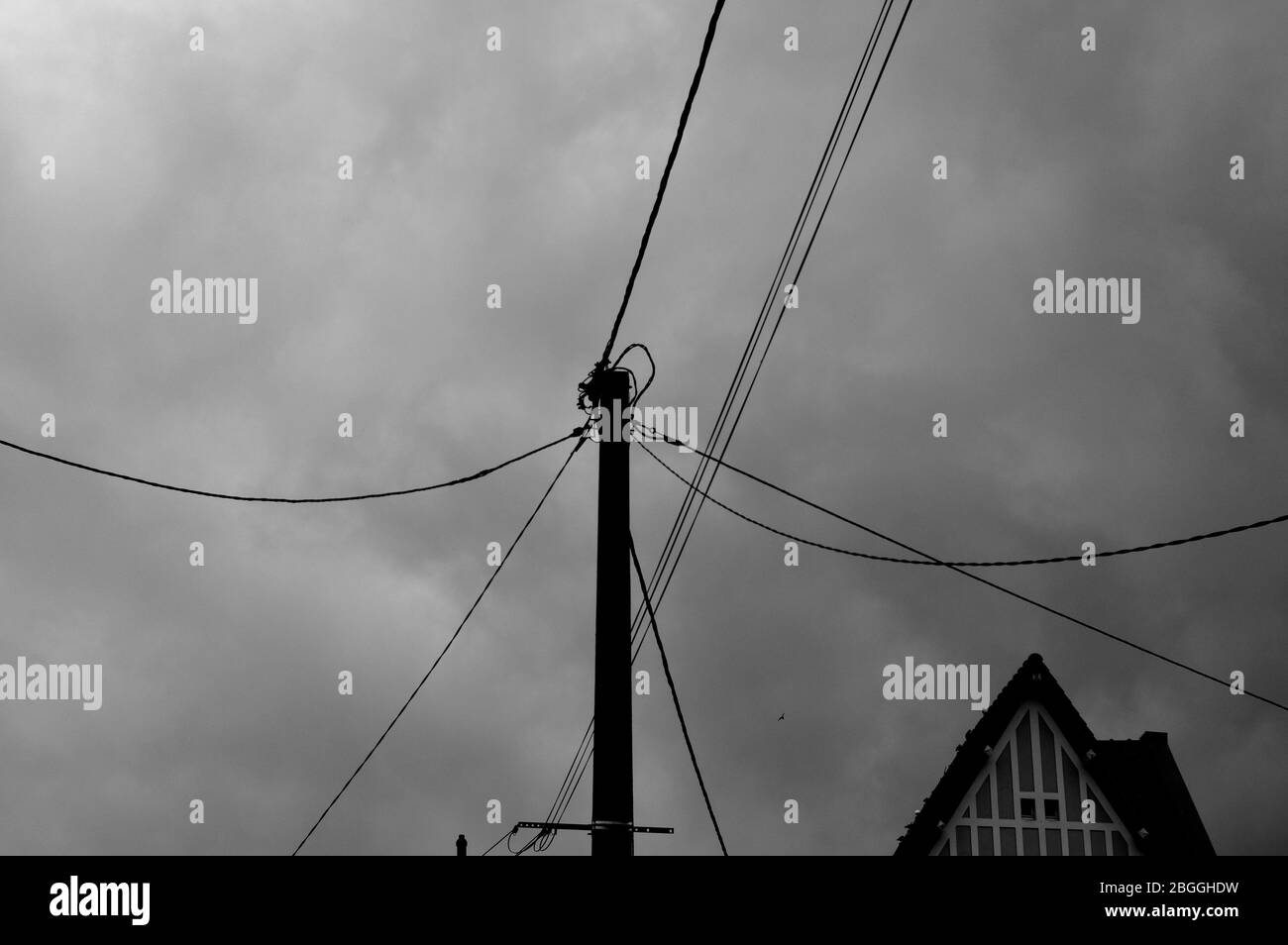 Electricity concept, Close up high voltage power lines Stock Photo - Alamy