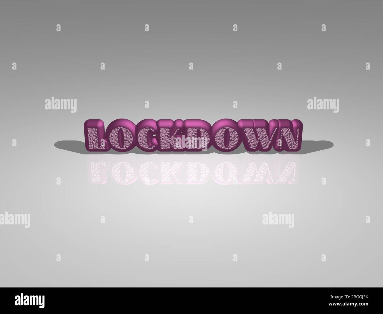 3D illustration of LOCKDOWN text with light perspective and shadows, an ...