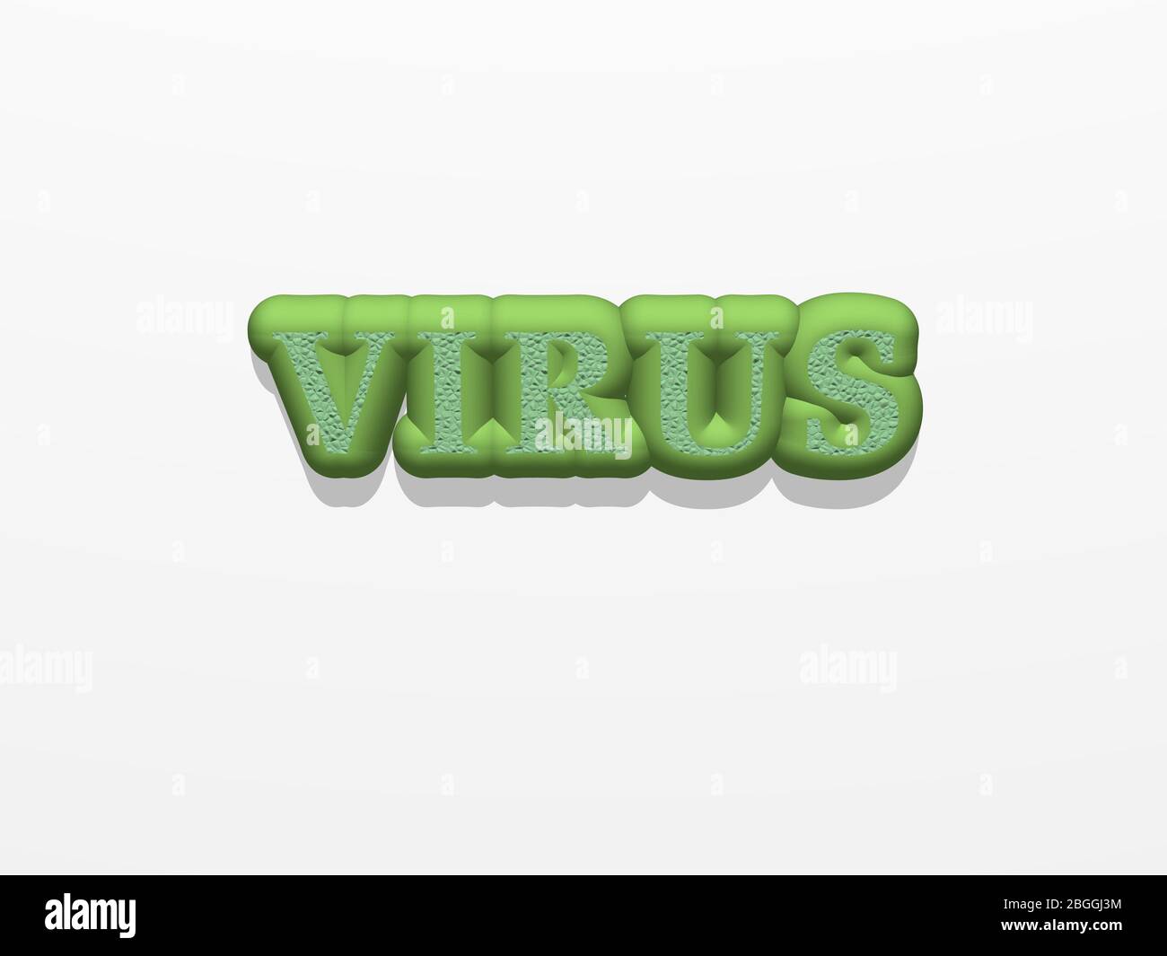 VIRUS written by individual letters on the wall by 3D rendering using a ...