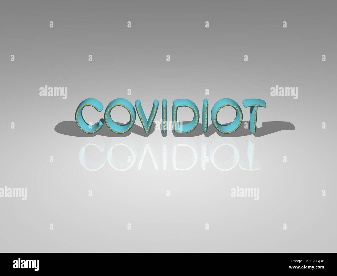 3D illustration of Covidiot in colorful text from a realistic ...