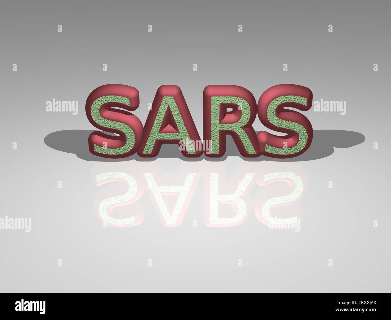 Text of SARS rendered in 3D with light perspective and shadows, an ...