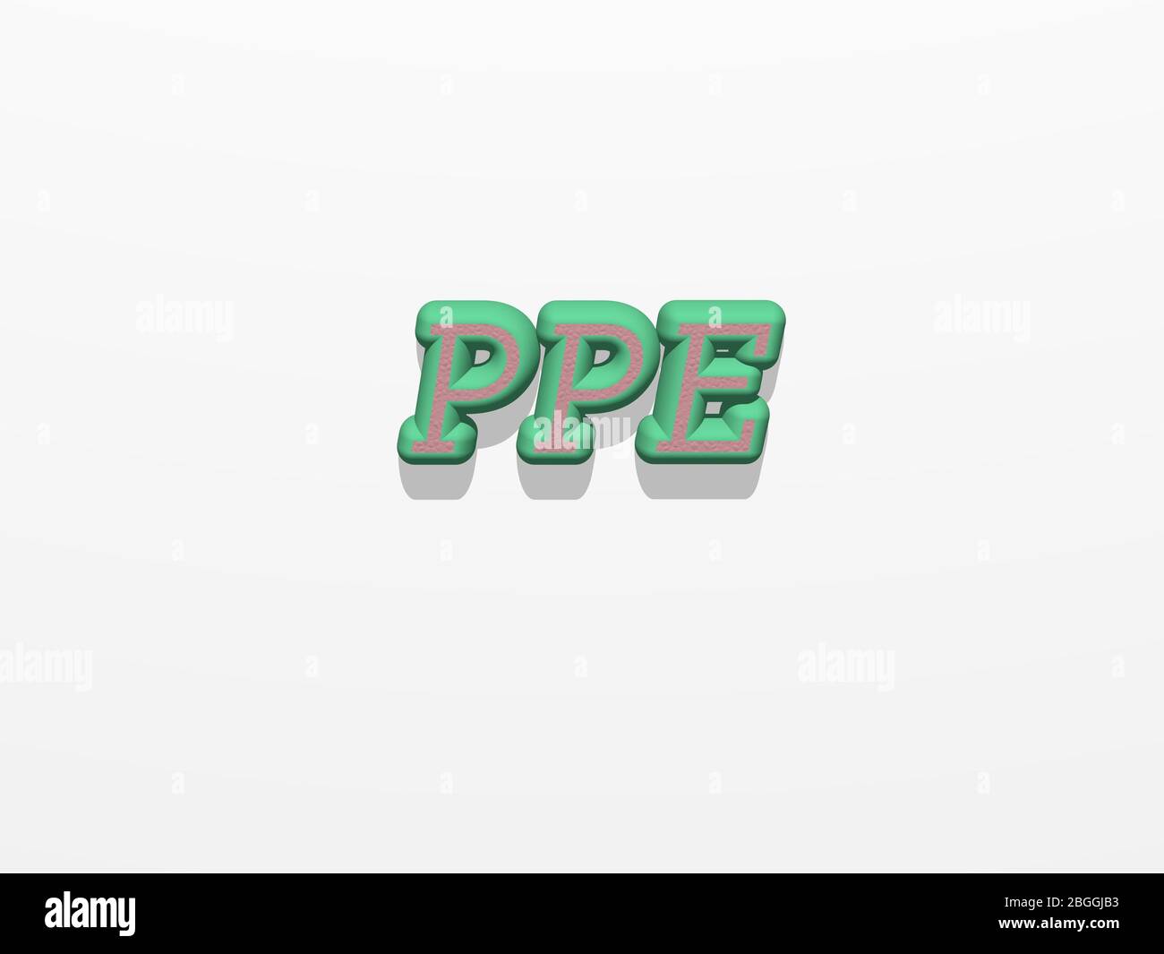 PPE written by individual letters on the wall by 3D rendering using a ...
