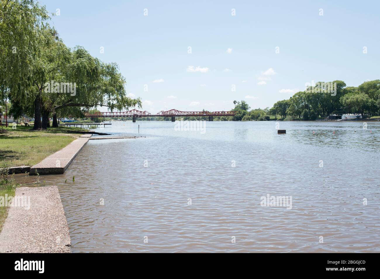 Summer landscape: Gualeguaychu River and Mendez Casariego Bridge, Entre ...