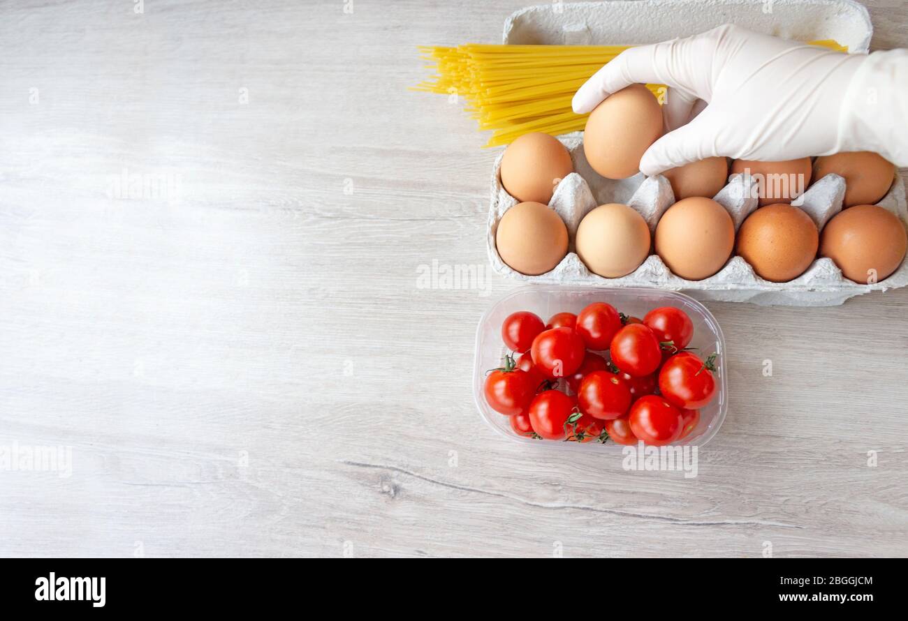 Product quality control. Vegetable food set on a light wooden ...