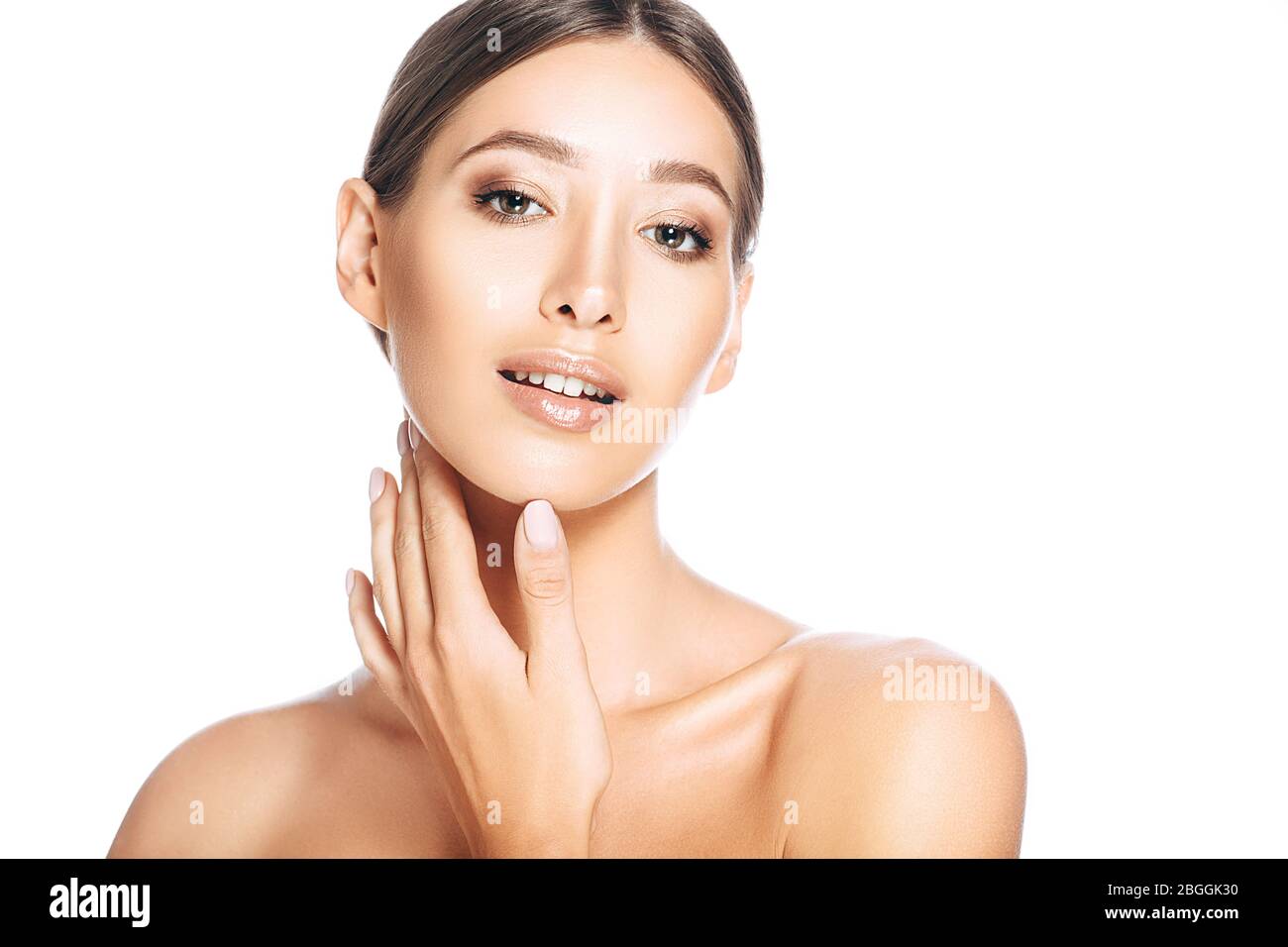 Young beautiful woman looking at the camera. Portrait woman with fresh smooth clean skin Stock ...