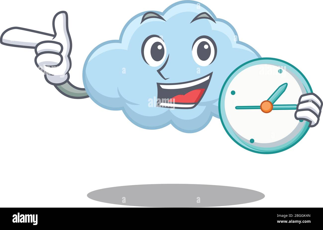 Blue cloud mascot design concept smiling with clock Stock Vector Image ...