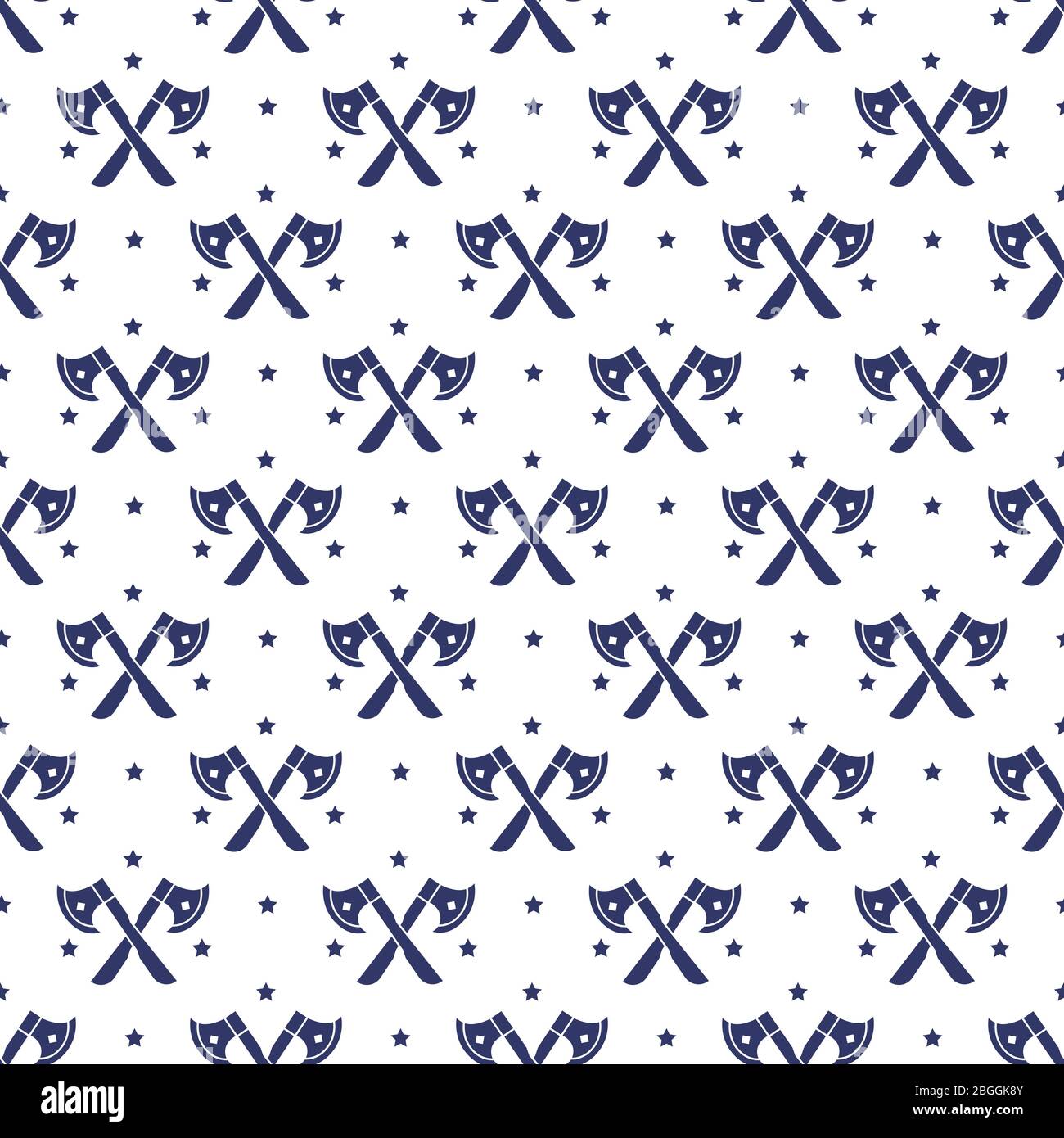 Stars and axes cross pon white seamless pattern background. Vector ...