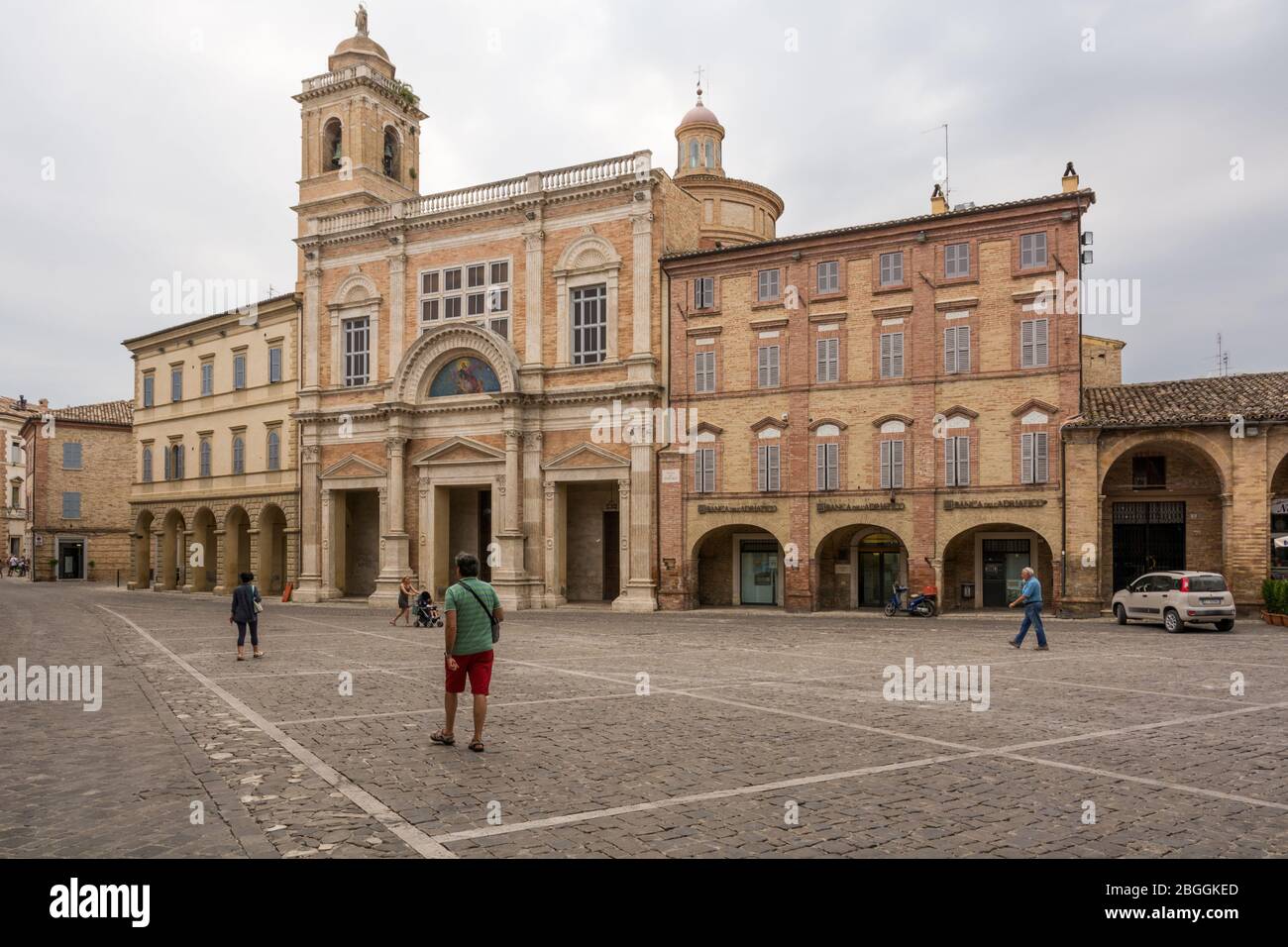 The triangular main piazza of Offida Village, one of the finest ...