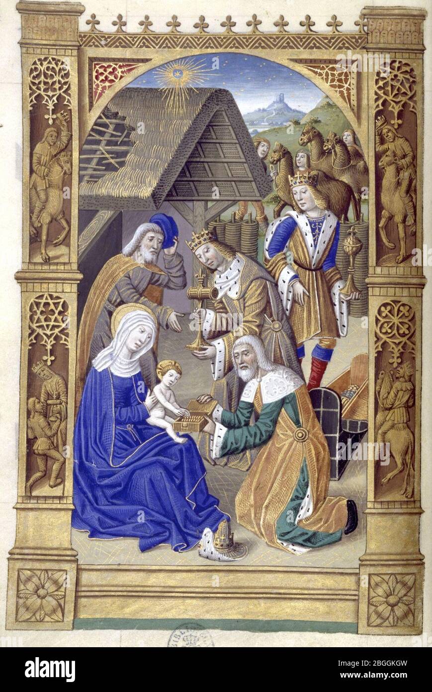 Heures de Charles VIII 042V Rois mages Stock Photo - Alamy