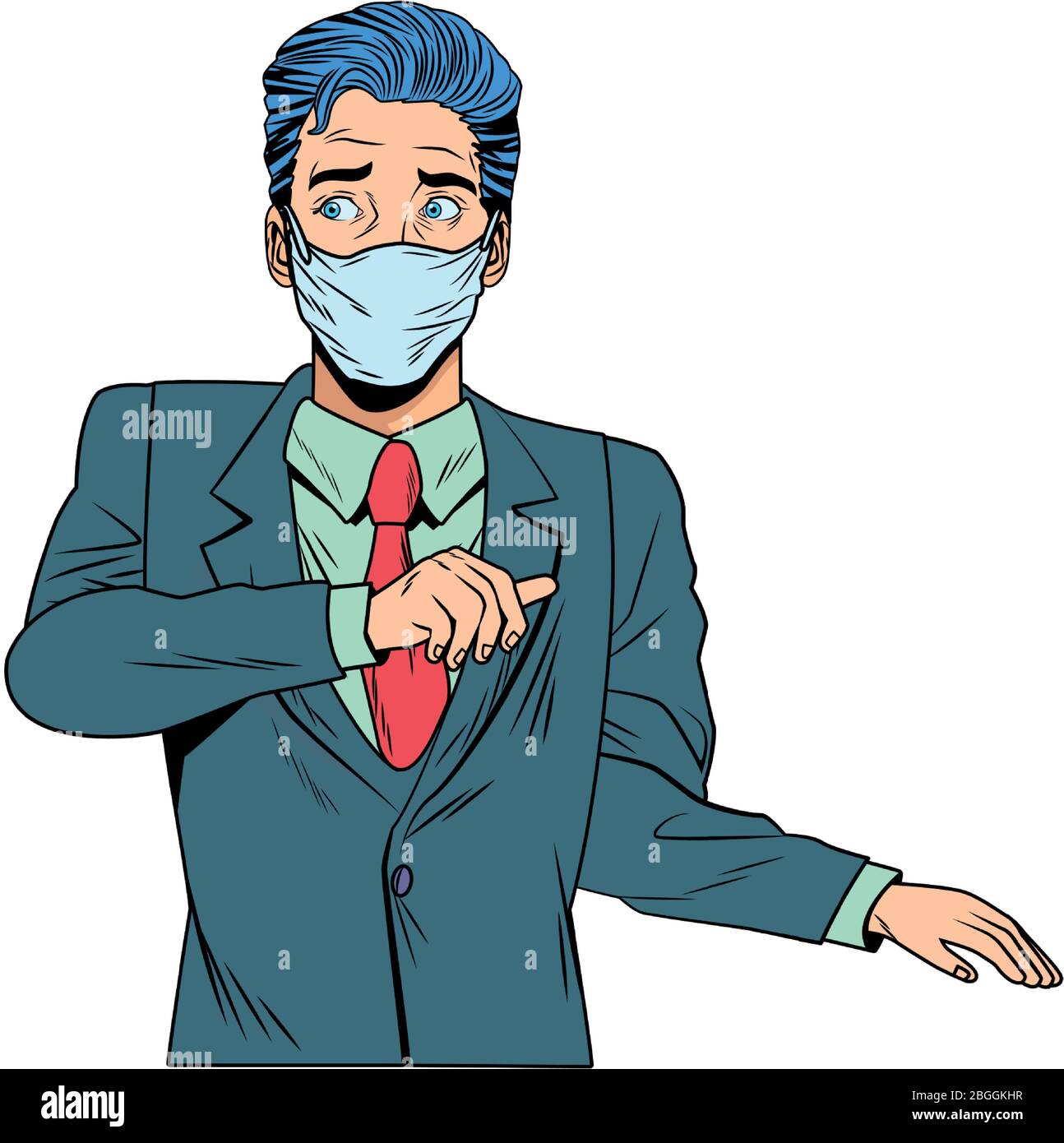 businessman using face mask pop art style Stock Vector Image & Art - Alamy