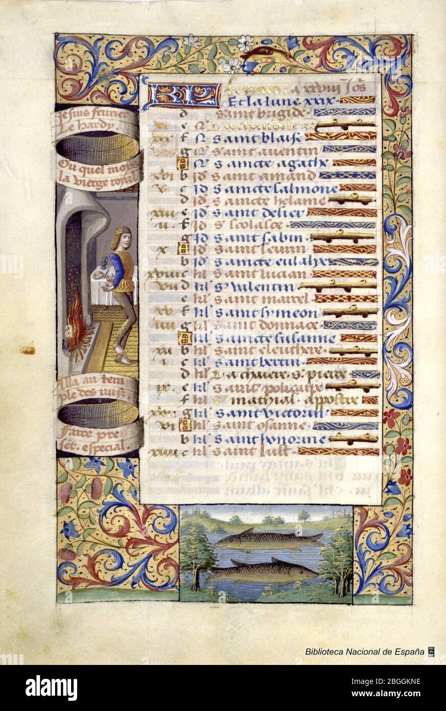 Heures de Charles VIII Calendrier-Février Stock Photo - Alamy