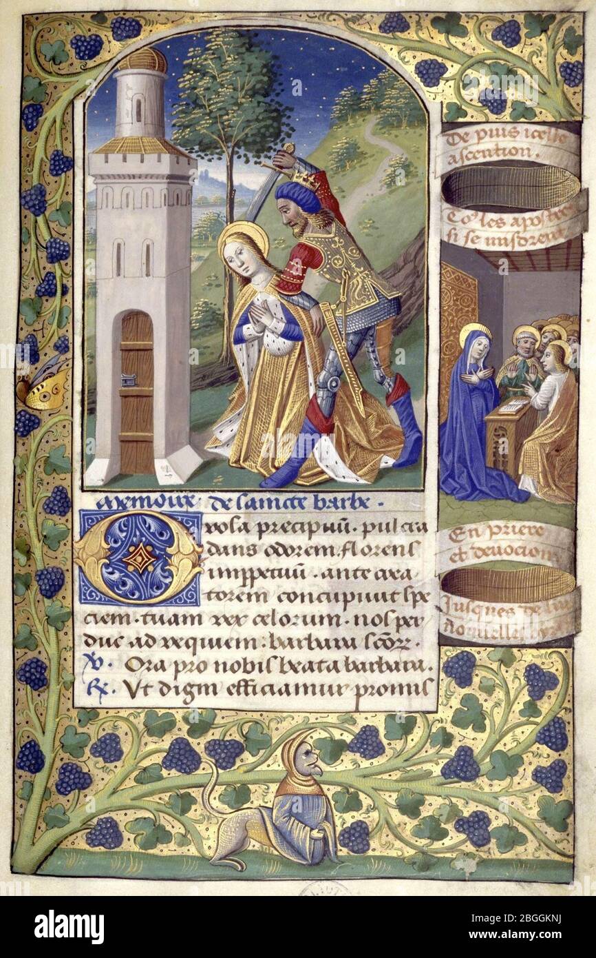 Heures de Charles VIII fol. 109R Sainte Barbe Stock Photo - Alamy
