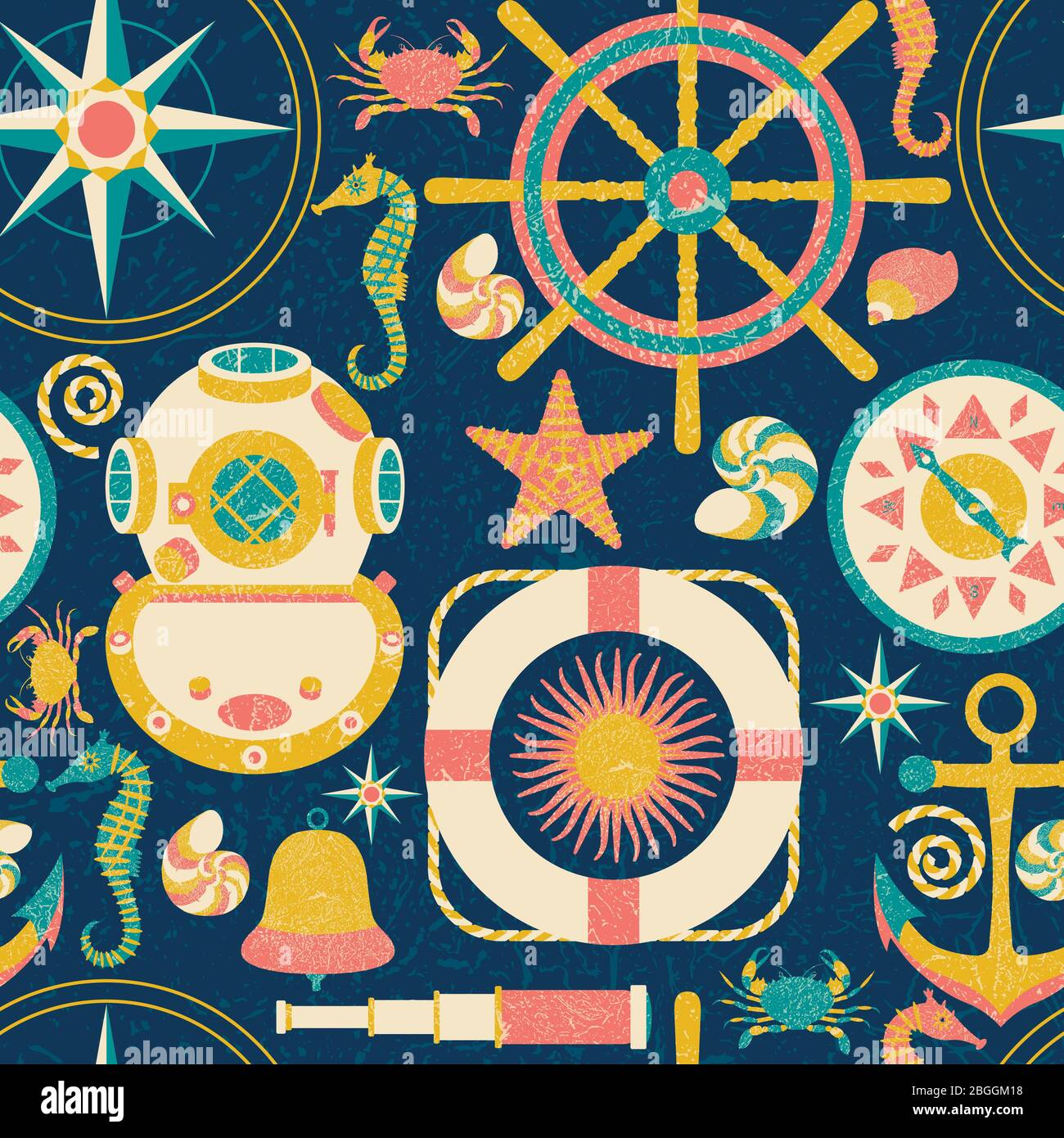 Seamless pattern nautical steering Stock Vector Images - Alamy