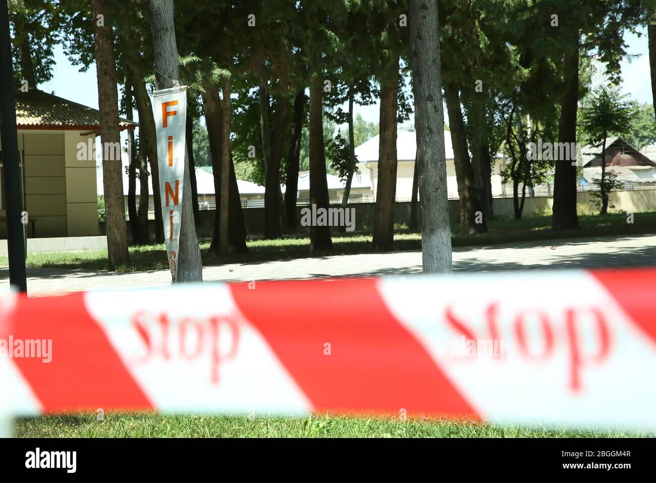 Outdoor orienteering check point activity . line at an orienteering ...