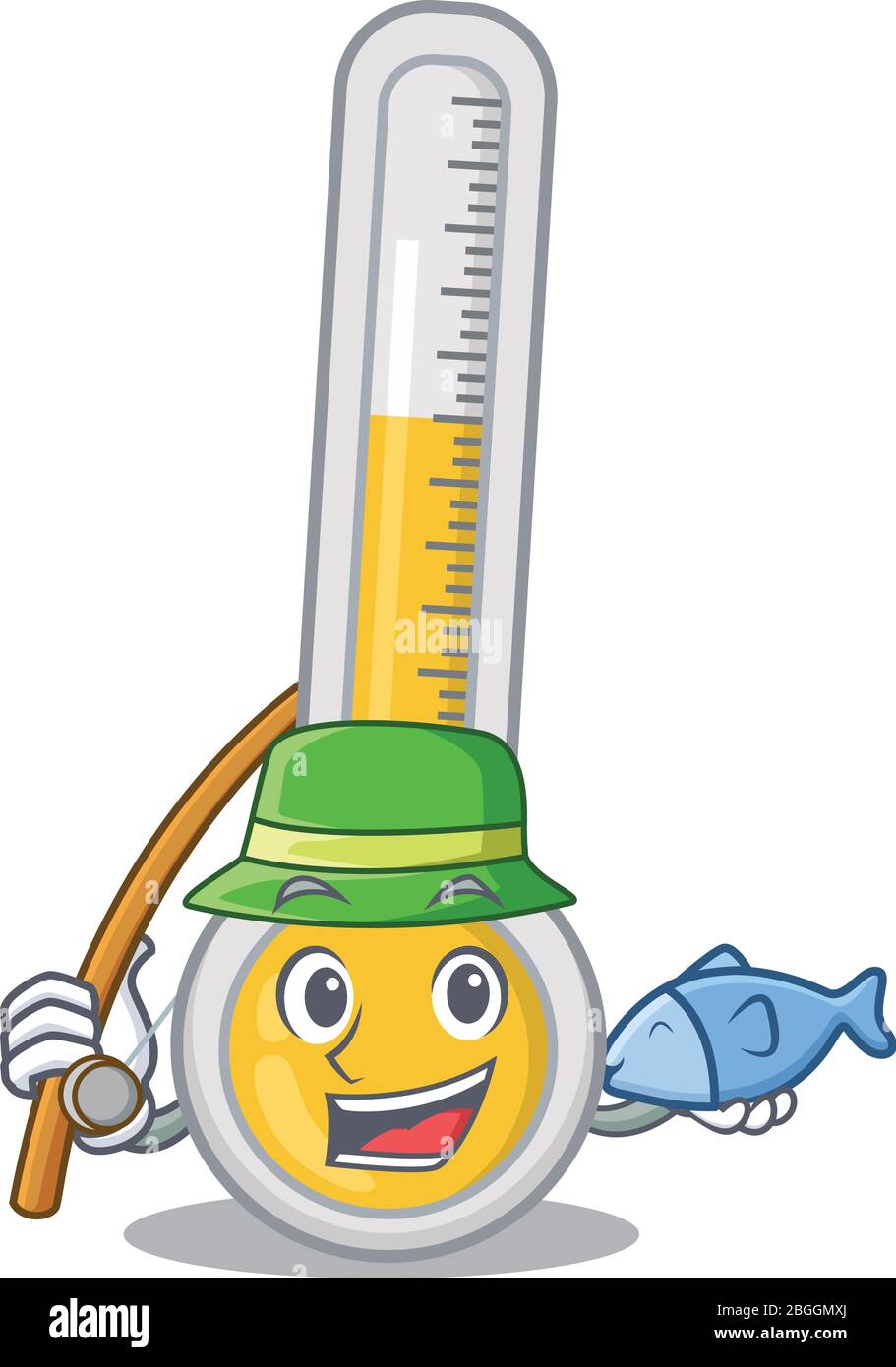 Cartoon design concept of warm thermometer while fishing Stock Vector ...