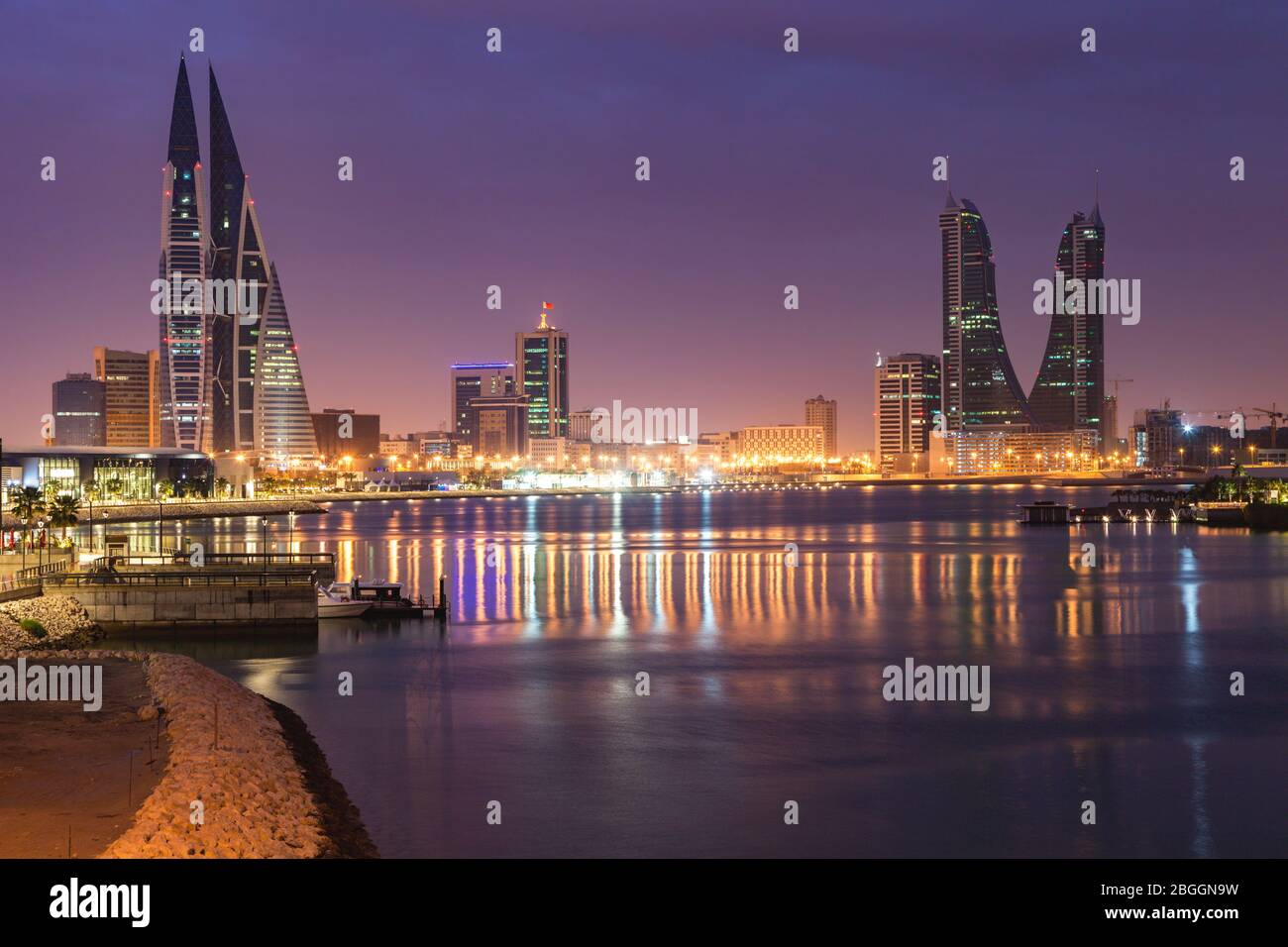 Modern architecture of Manama at night. Manama, Bahrain Stock Photo - Alamy