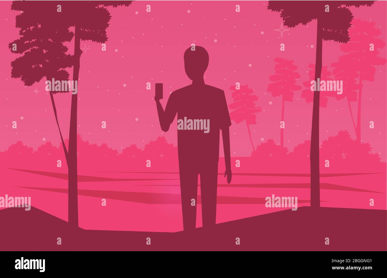 cyber punk poster with man in landscape silhouette Stock Vector Image ...