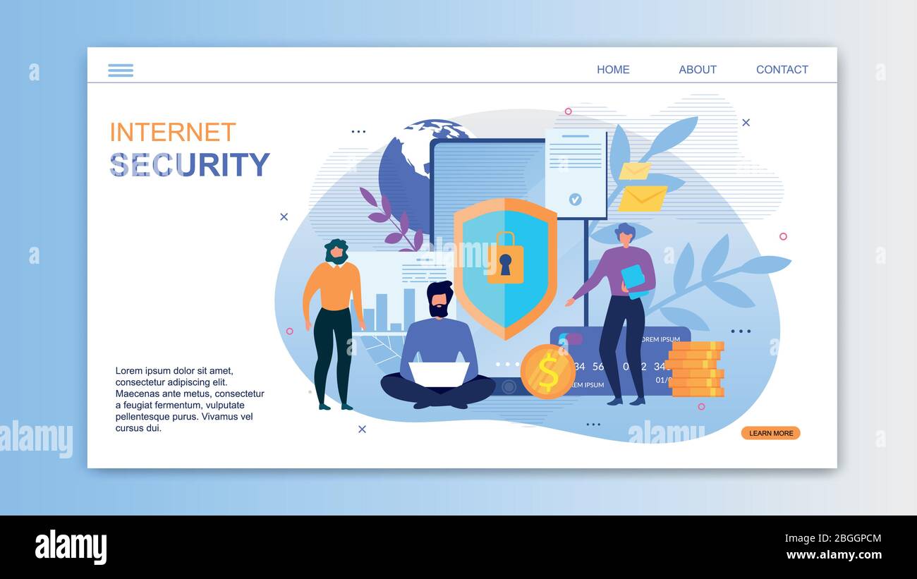 Data Protection Landing Page. Online Service Offering Internet Security ...