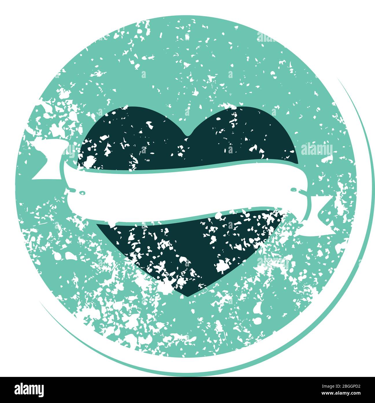 iconic distressed sticker tattoo style image of a heart and banner ...