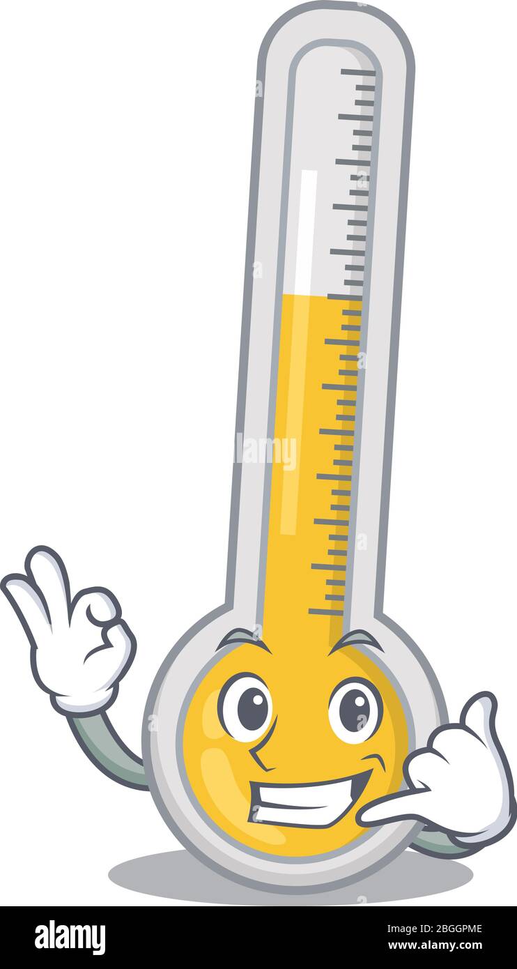 Cartoon design of warm thermometer with call me funny gesture Stock ...