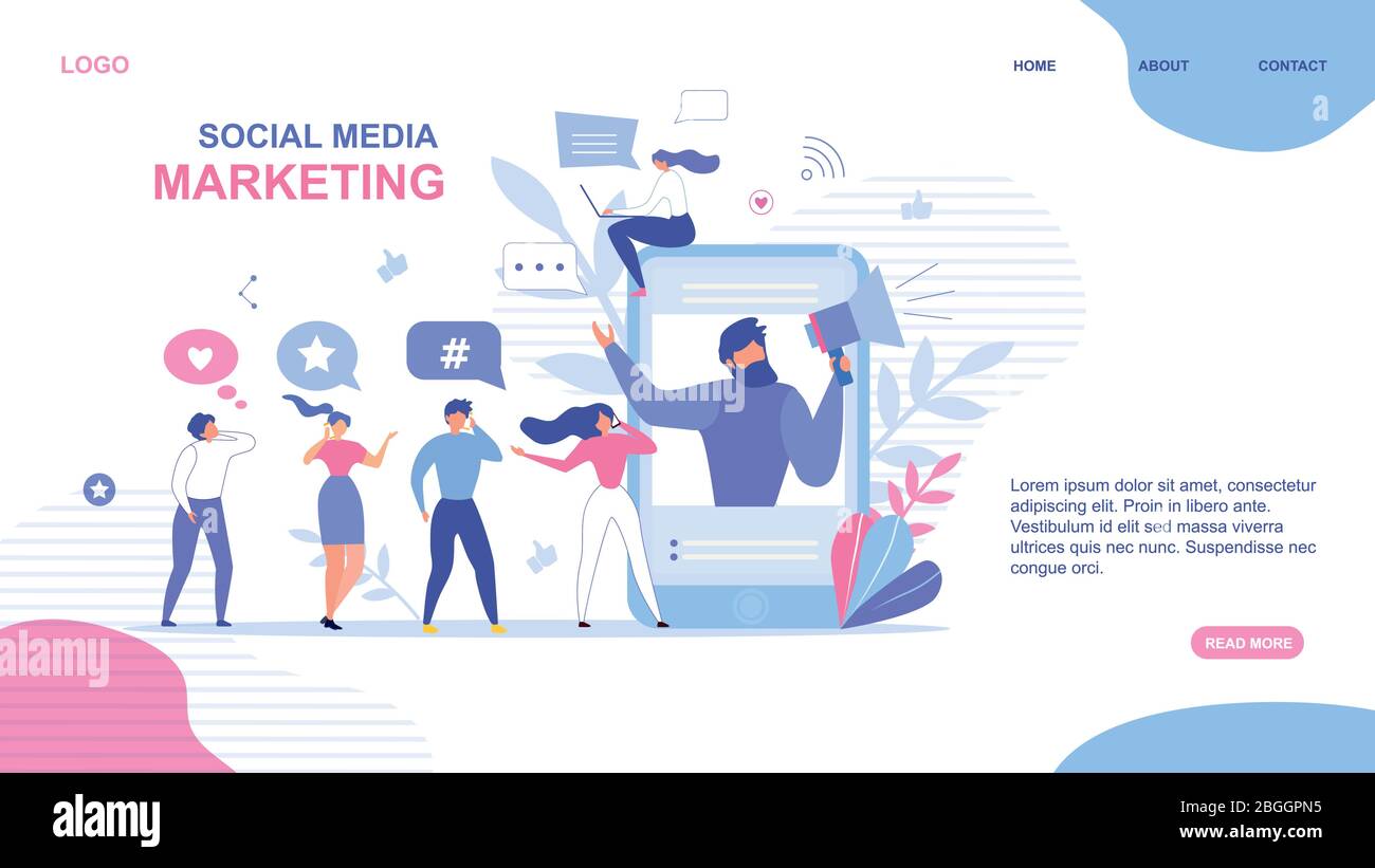 Landing Page Design. Social Media Marketing Advertisement. Man on ...