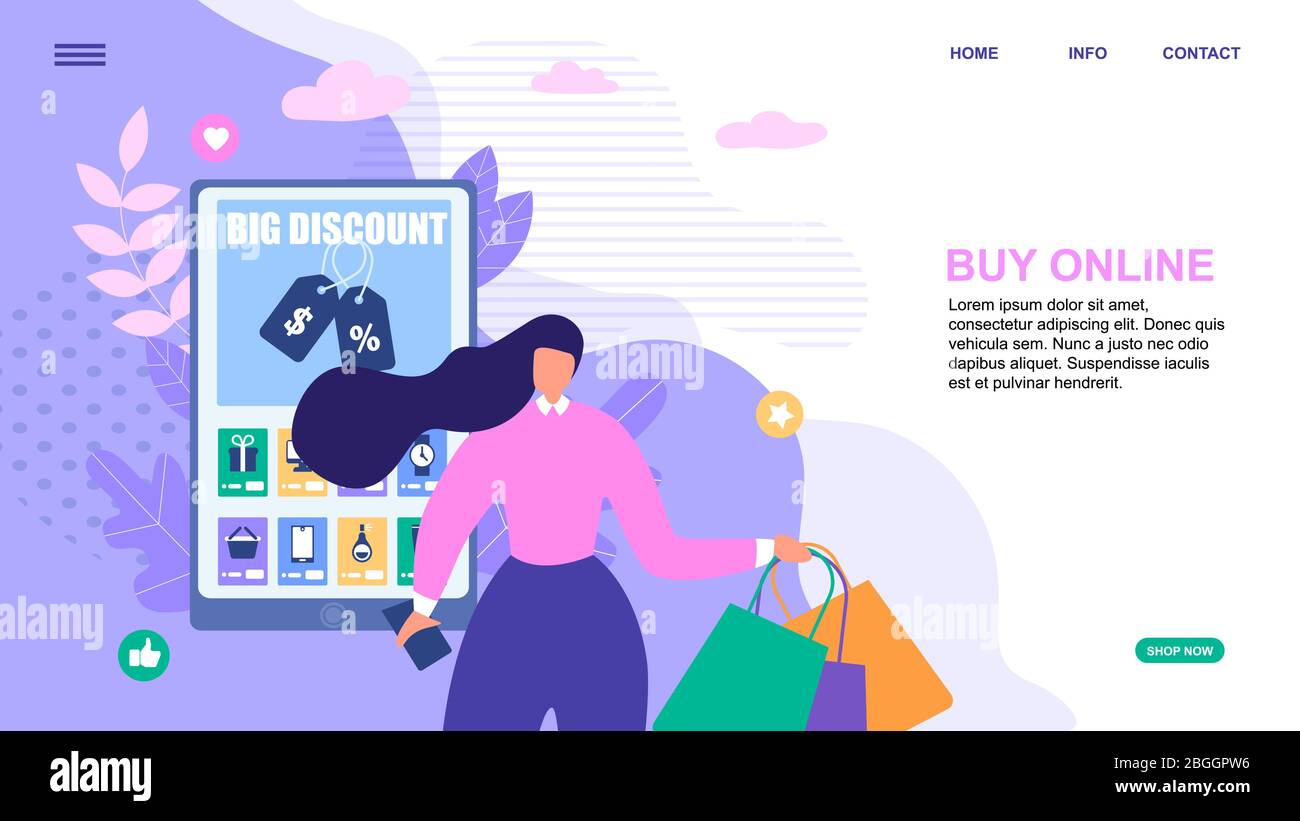 Landing Page Promotes Shopping Online via Smartphone. Internet Store ...
