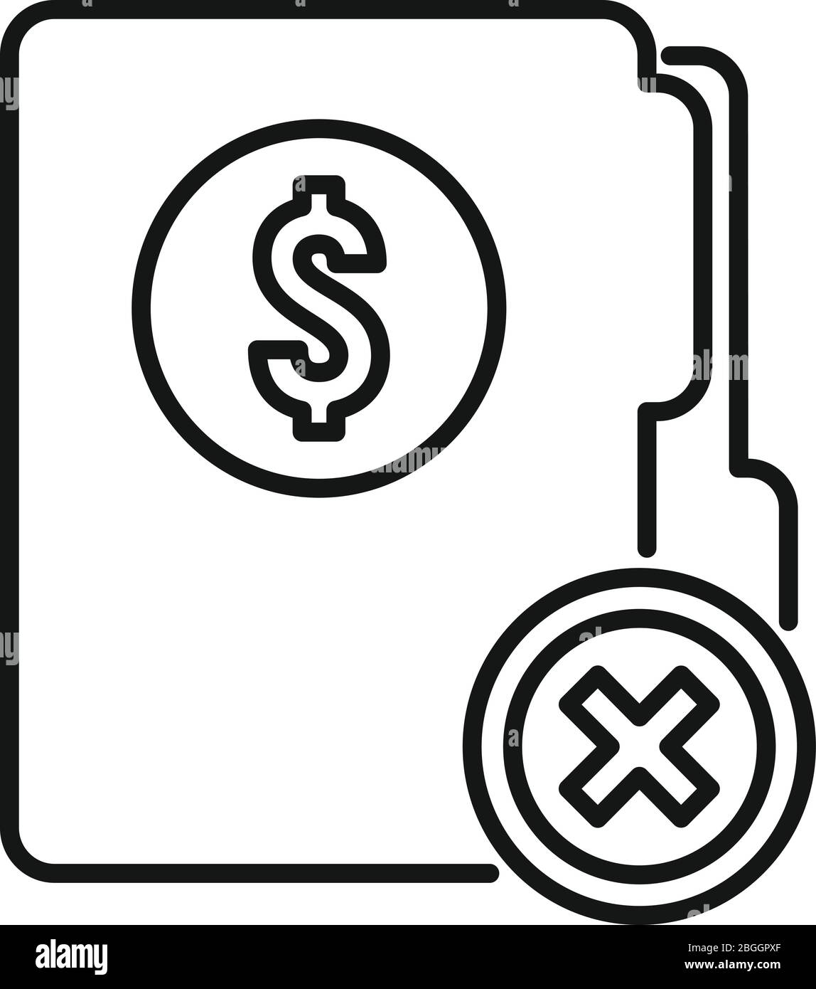 Bankrupt money folder icon. Outline bankrupt money folder vector icon ...