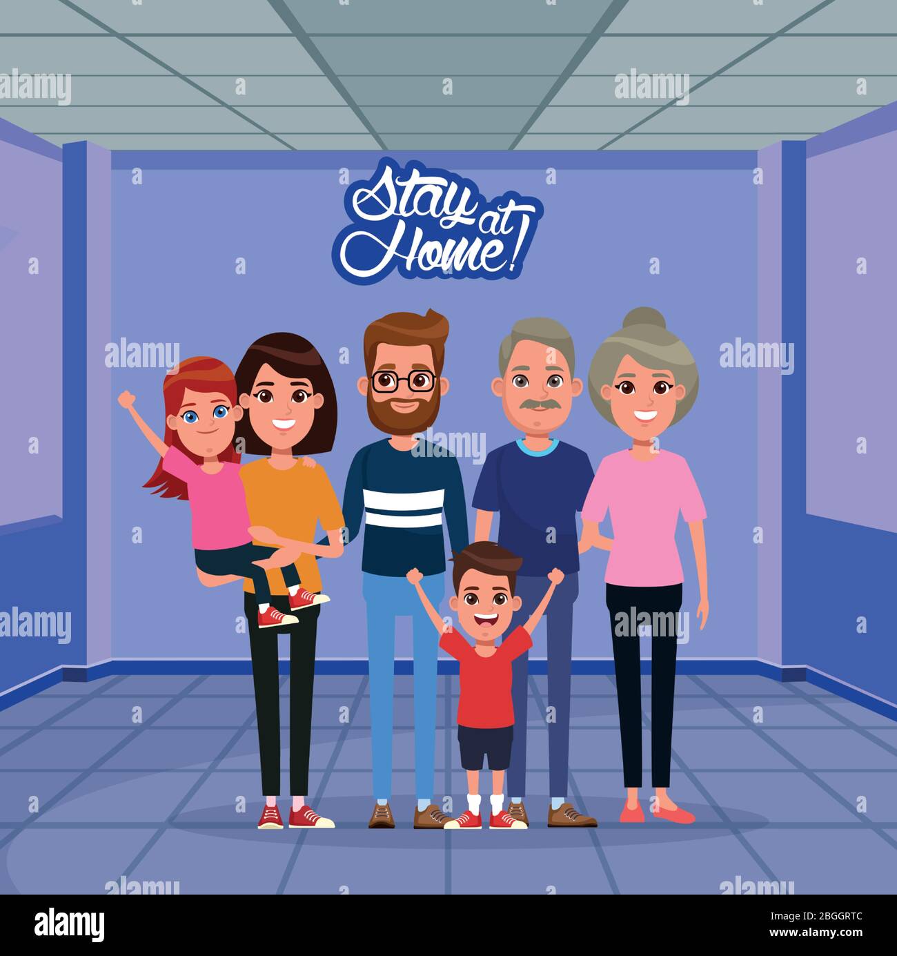 stay at home campaign with family members Stock Vector Image & Art - Alamy