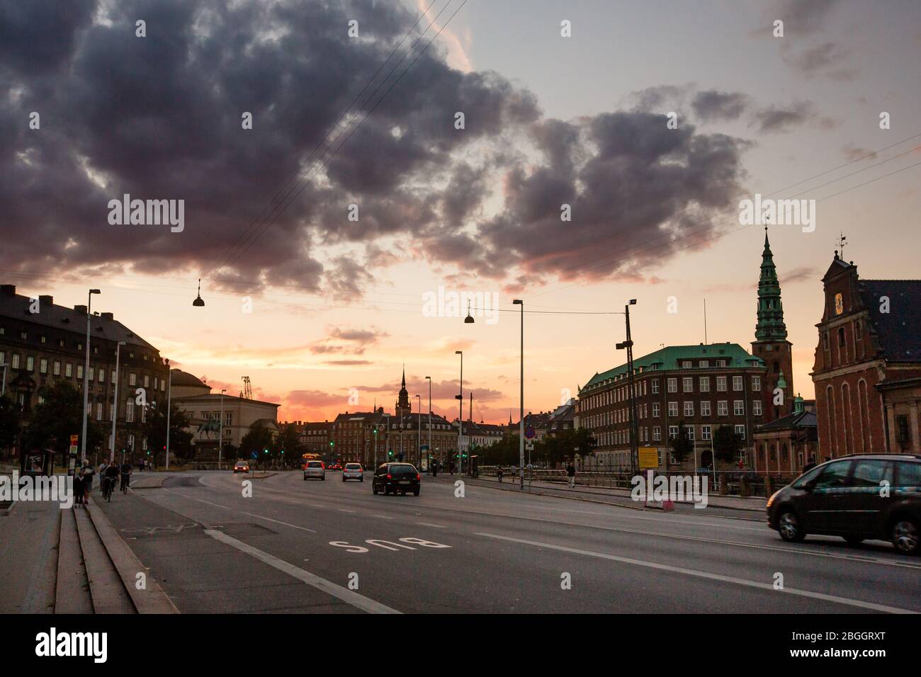 Colorful sunset and beautiful sky over Copenhagen, Denmark Stock Photo ...
