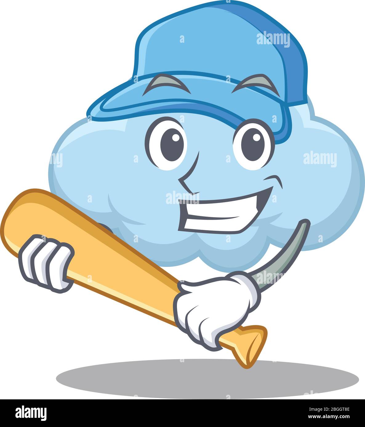 Picture of blue cloud cartoon character playing baseball Stock Vector ...