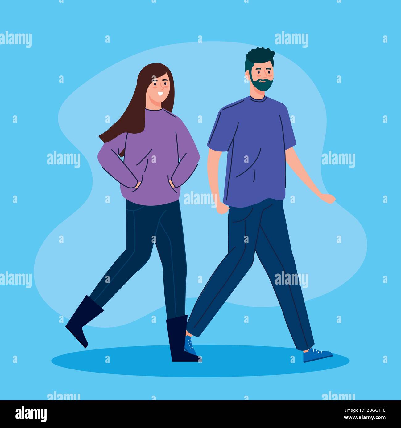young couple walking avatar character Stock Vector Image & Art - Alamy