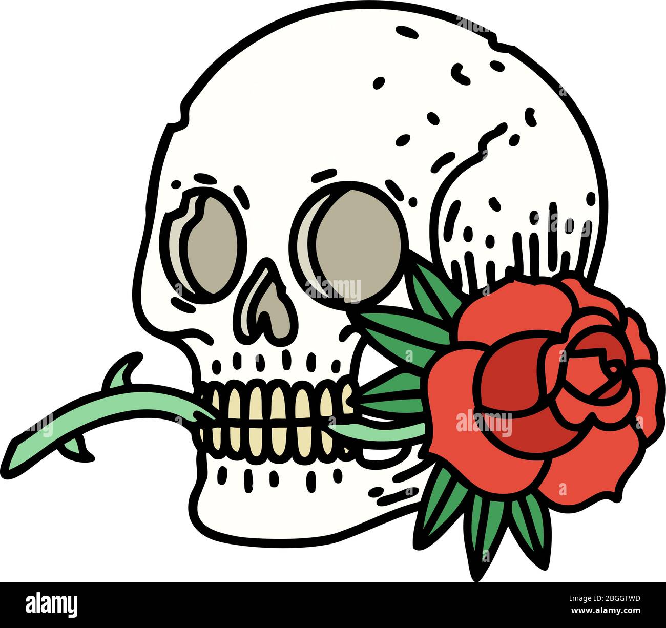 Traditional Rose Skull Tattoos