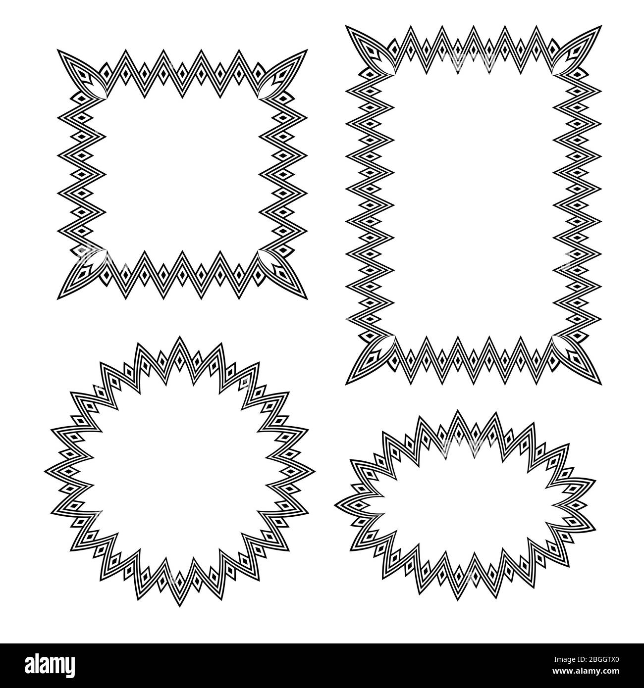 American ethnic round, square border frame set Stock Vector Image & Art ...