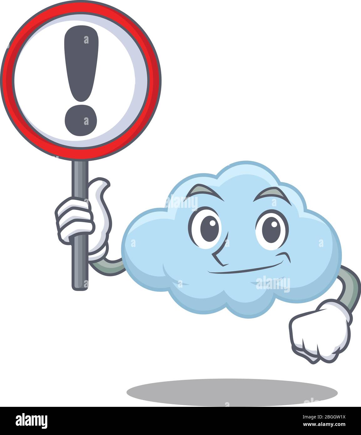 An icon of blue cloud cartoon design style with a sign board Stock ...