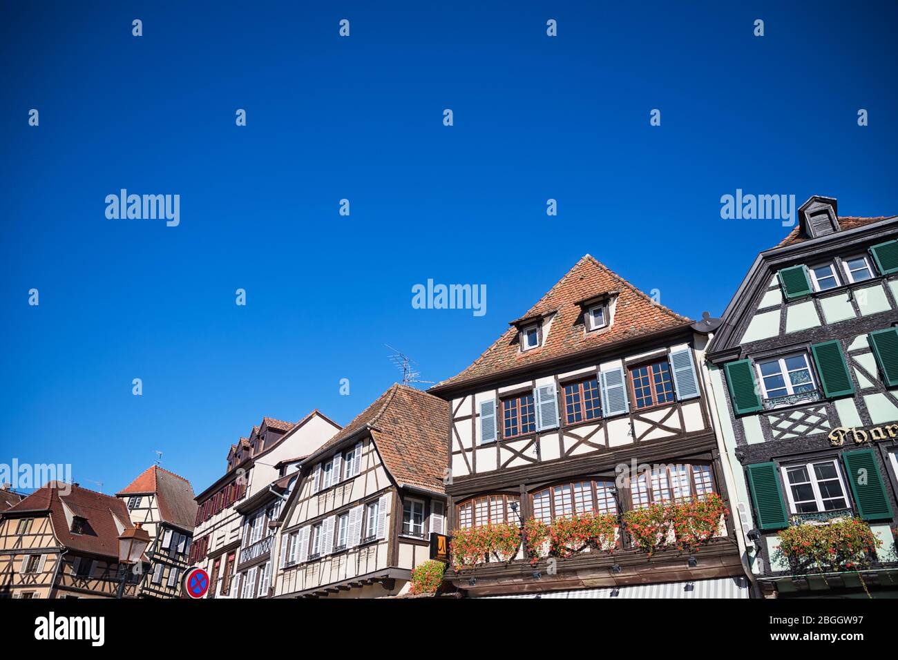 Obernai, France. October 14, 2018. View of historical buildings in ...