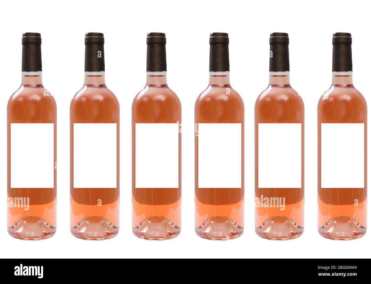 Rose wine with blank labels. Isolated on white Stock Photo - Alamy