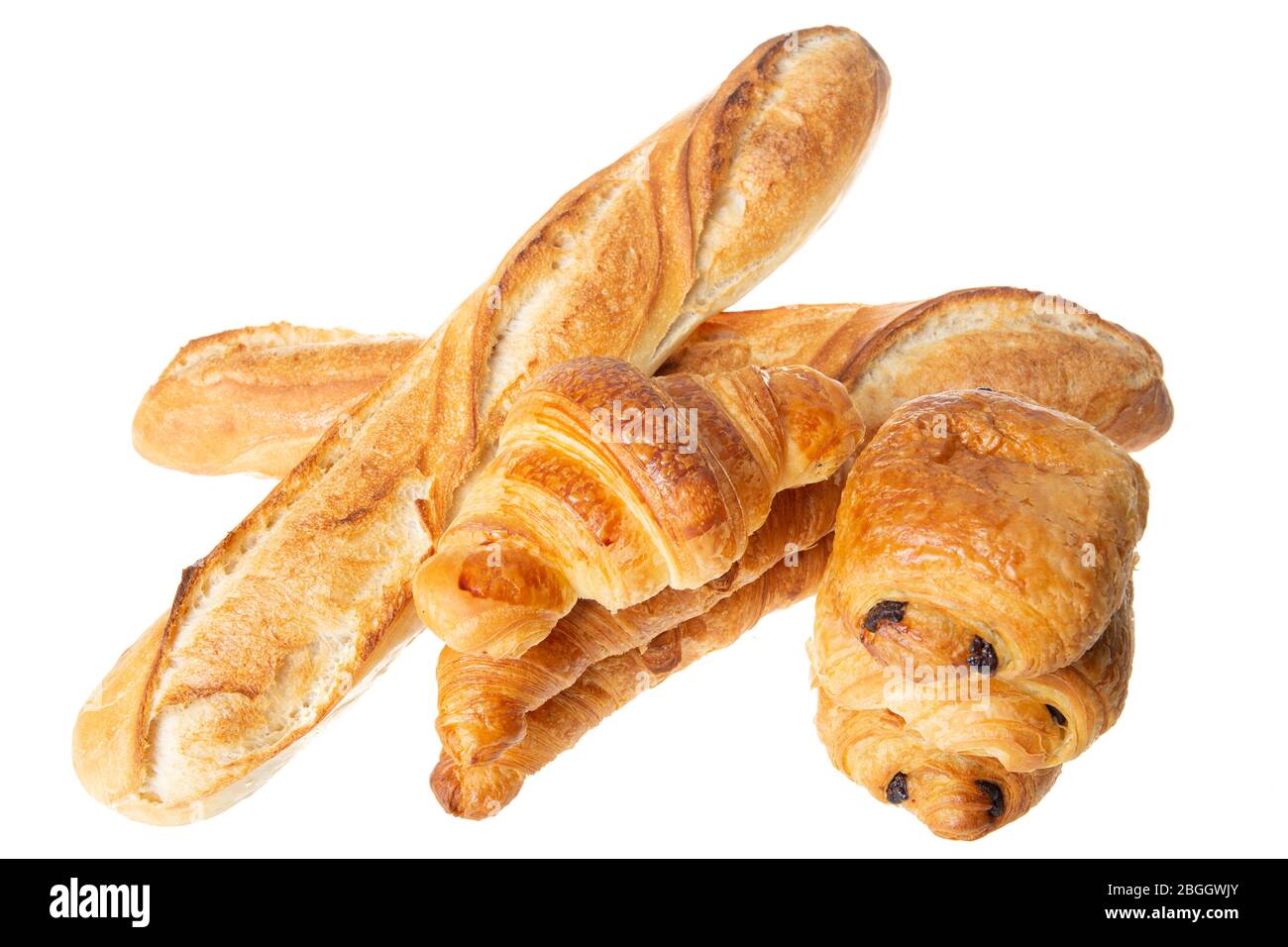 chocolate bread baguette croissant pastry french bakery in white ...