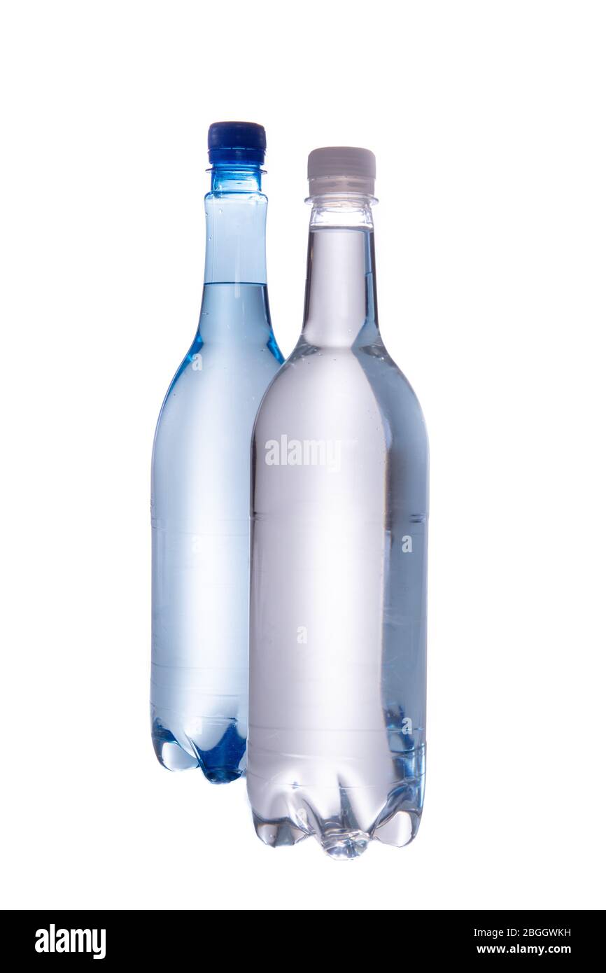Two water bottles Isolated on white background Stock Photo - Alamy