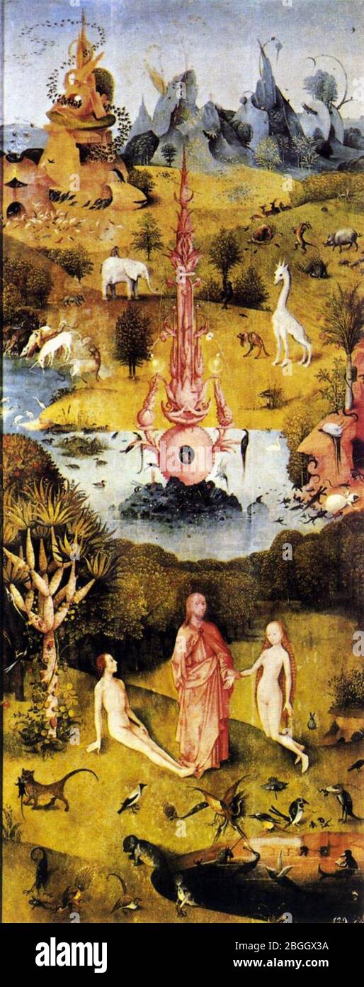 Hieronymus Bosch - Triptych of Garden of Earthly Delights (left wing Stock Photo - Alamy