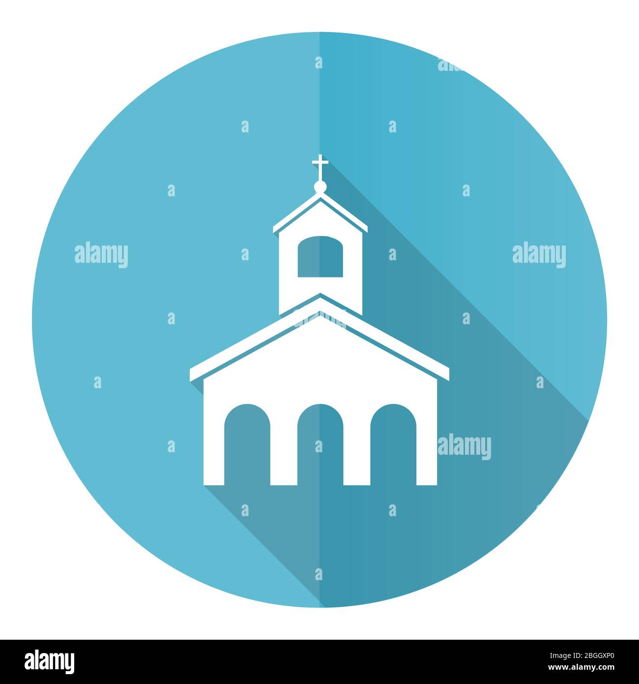 Religion, church blue round flat design vector icon isolated on white ...