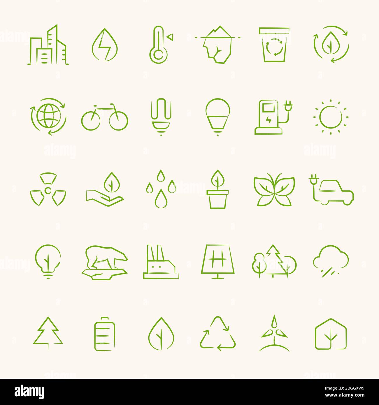 Ecology and recycling outline symbols. Eco and green environment vector ...