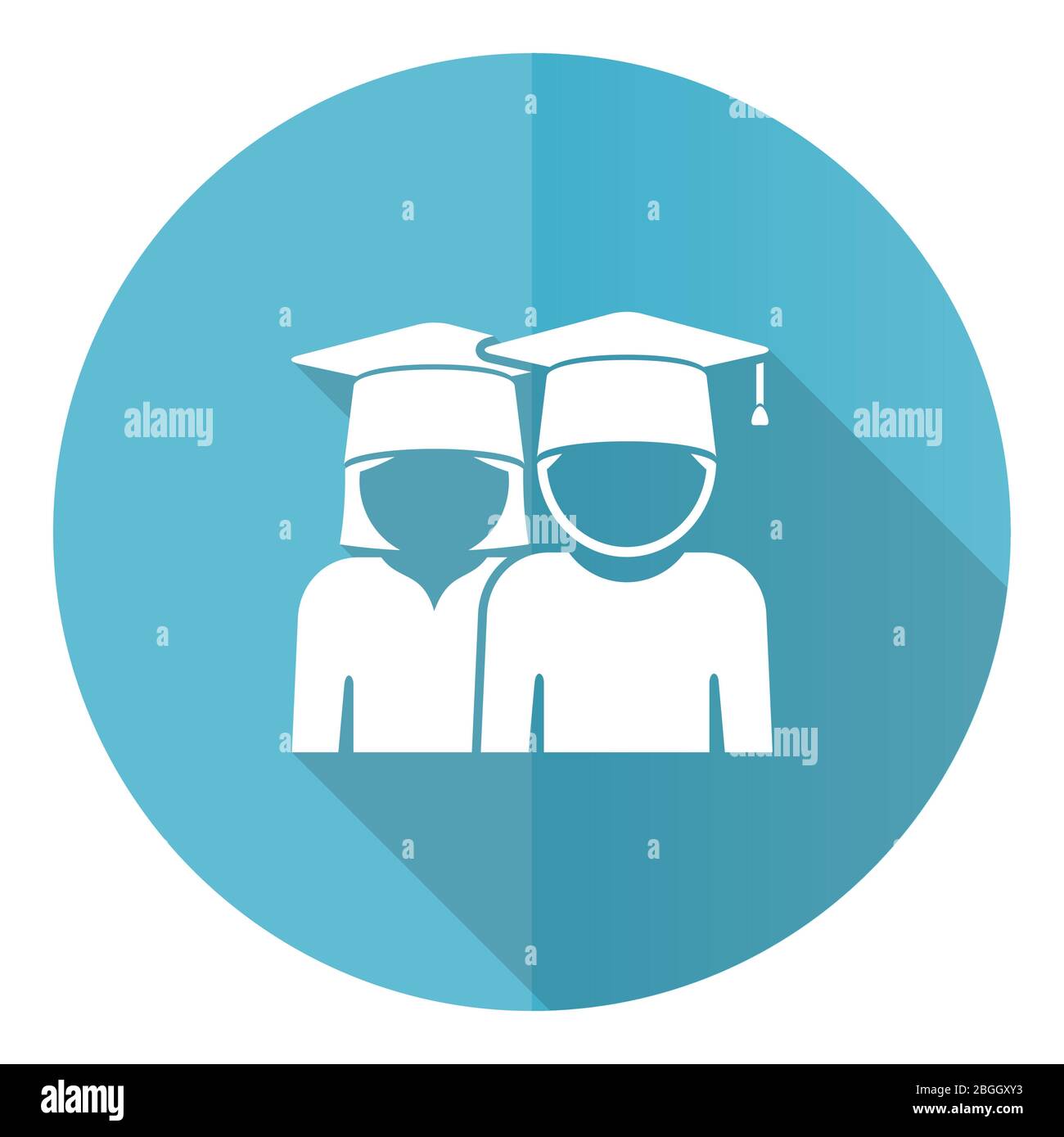 Education blue round flat design vector icon isolated on white ...