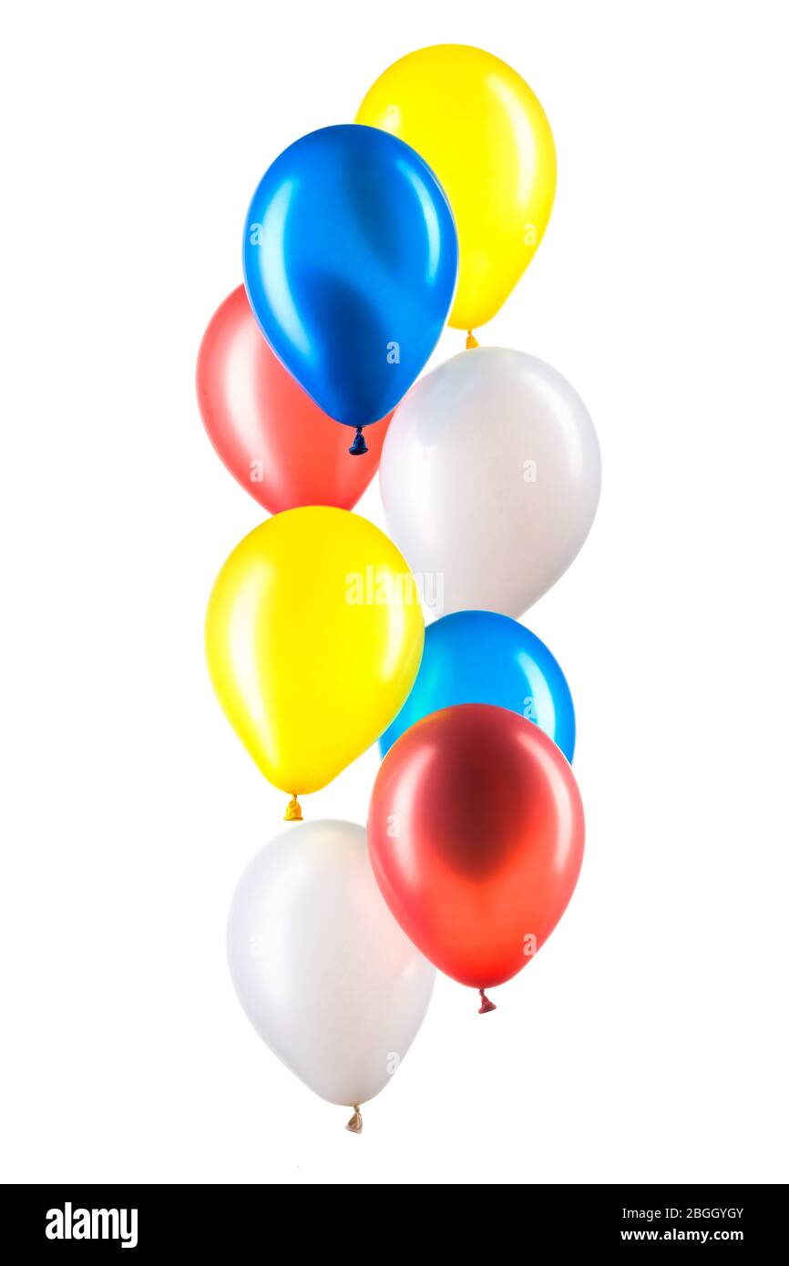 Set of multicolored helium balloons. Element of decorations for party ...