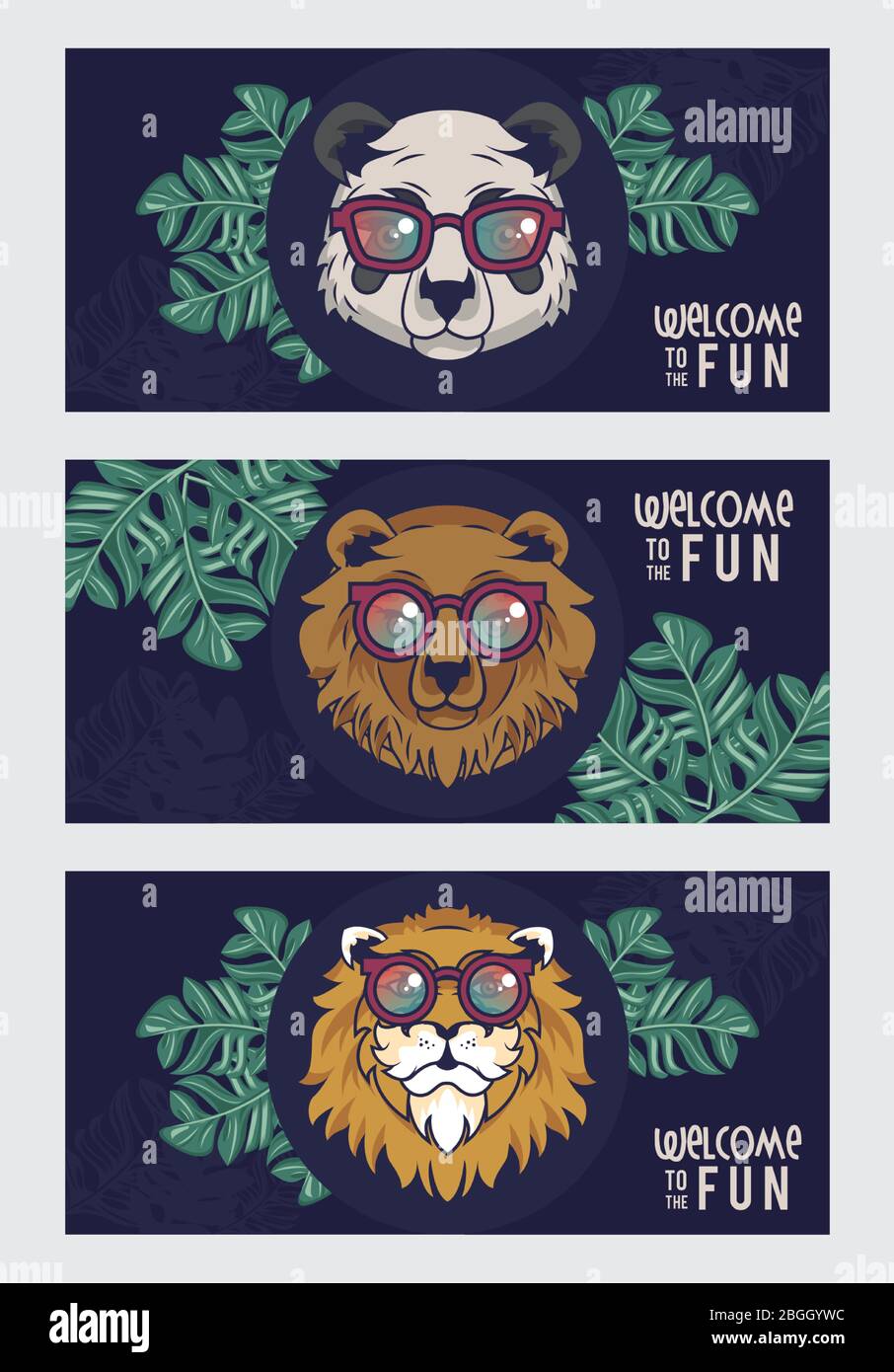 welcome to the fun with animals using glasses Stock Vector Image & Art ...