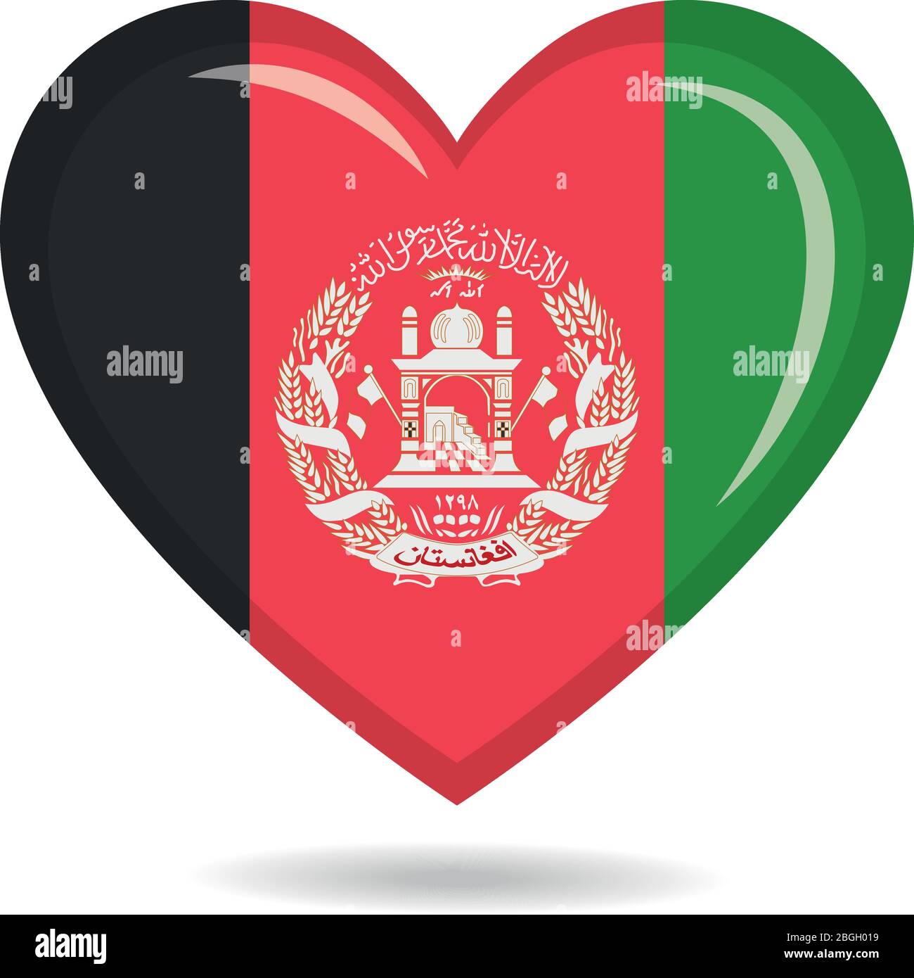 Afghanistan national flag in heart shape vector illustration Stock ...