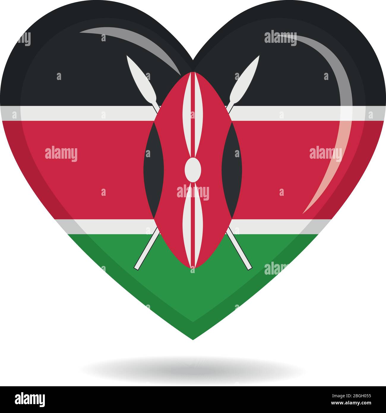 Kenya national flag in heart shape vector illustration Stock Vector ...
