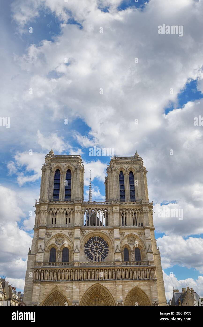 Cathedral Notre-Dame de Paris and beautiful blue sky. Paris, France ...