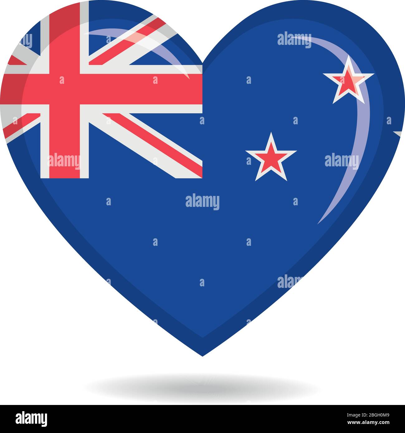 New Zealand national flag in heart shape vector illustration Stock ...